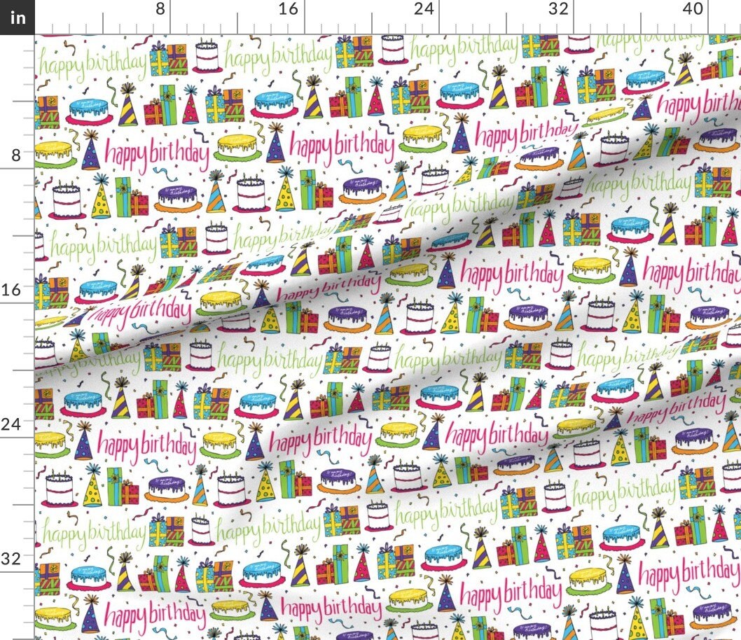 Happy Birthday Fabric Birthday by Lprspr Birthday Cake - Etsy
