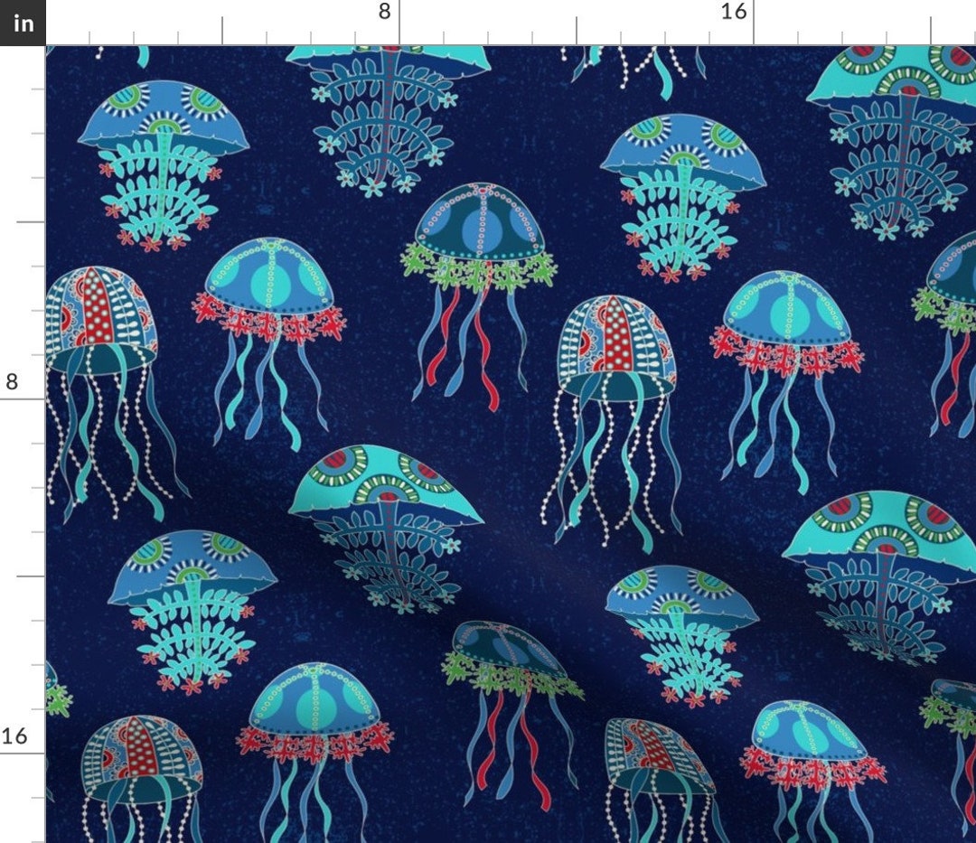 Jellyfish Fabric Jellyfish Jubilee by Shellypenko - Etsy