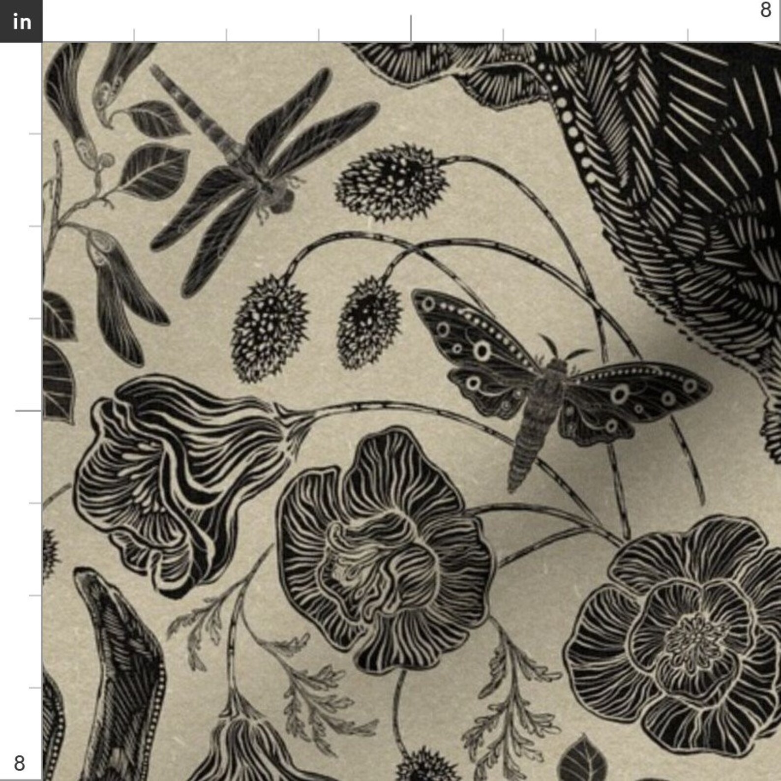 Block Print Bunnies Fabric Rabbits by Silver_steer_design Linocut ...