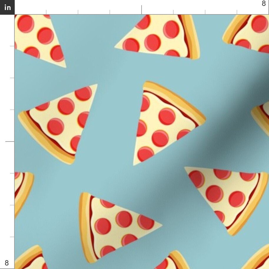 Pizza Fabric Pizza Slice Light Blue Food Fabric By - Etsy.de