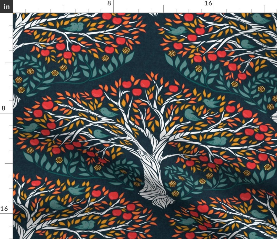 Modern Home Decor Fabric Apple Tree Flame by Ceciliamok - Etsy