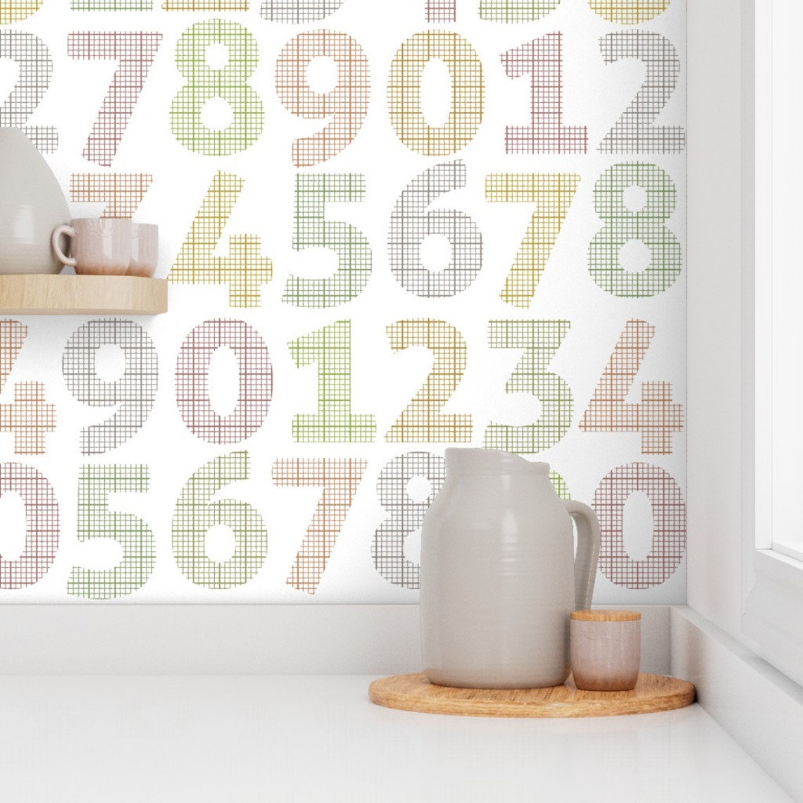 Number Wallpaper Jumbo Number Grid on White by Weavingmajor - Etsy