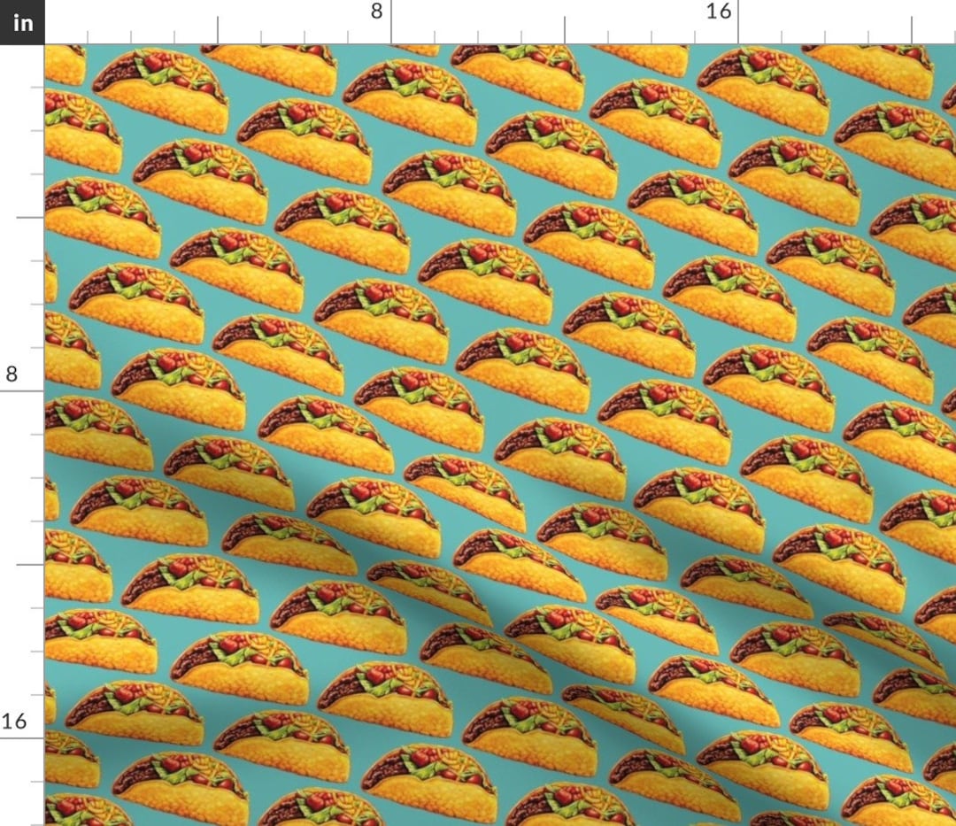 Taco Fabric Tacos by Kellygilleran Retro Taco Kitchen Decor Cotton ...