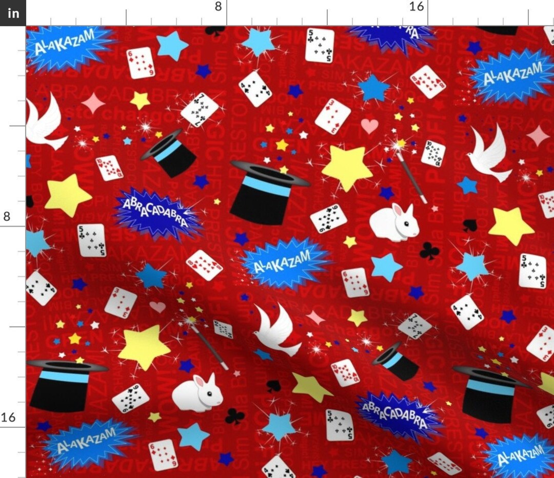 Magician Fabric Magic / Magician Pattern in Red by Inspirationz Magic ...