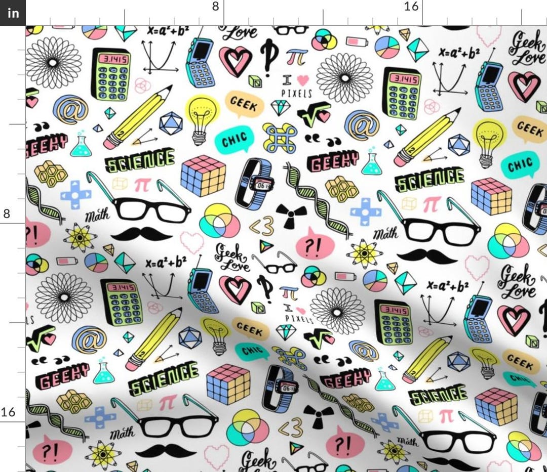 Geek Chic Fabric Geek Chic by Kristinnohe Geeky Nerdy Science Glasses ...