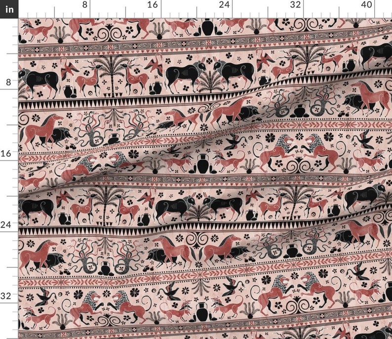 Greek Art Fabric Greek Mythical Beasts by Melaniegowprint | Etsy UK