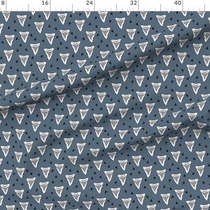 Shark Tooth Fabric - Geometric Black Triangles White on Blue Gray ...