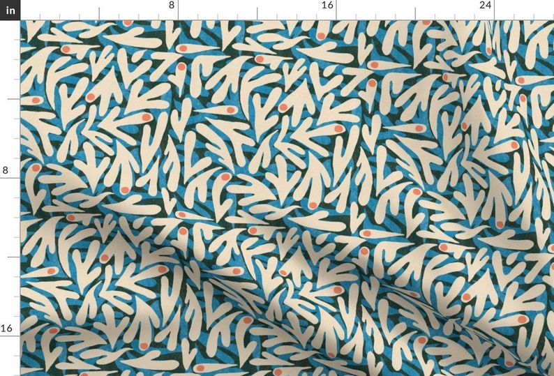Modern Indigo Upholstery Fabric Indigo Block Print Flora by - Etsy