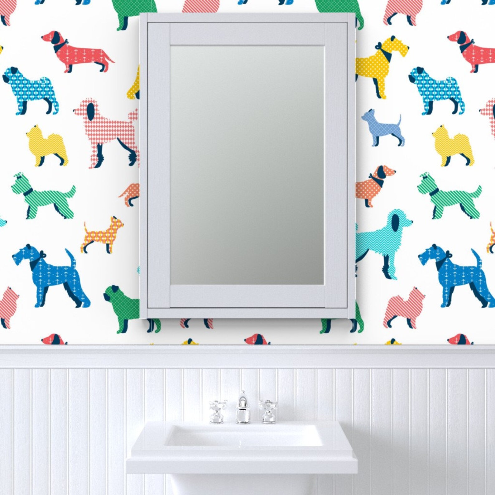 Dog Wallpaper Patterned Dogs Vibrant Big by Ewa Brzozowska - Etsy