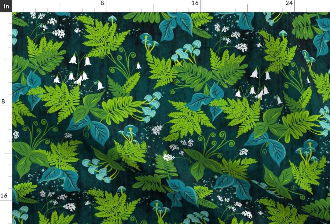 Leaves & Ferns Fabric - Magic Forest by Heatherdutton - Nature Forest ...