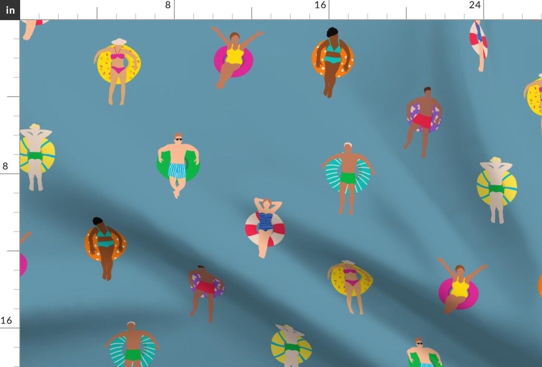 Swimmers Fabric - Swimmers Pool Floats Dusty Blue by Dasbrooklyn - Pool ...