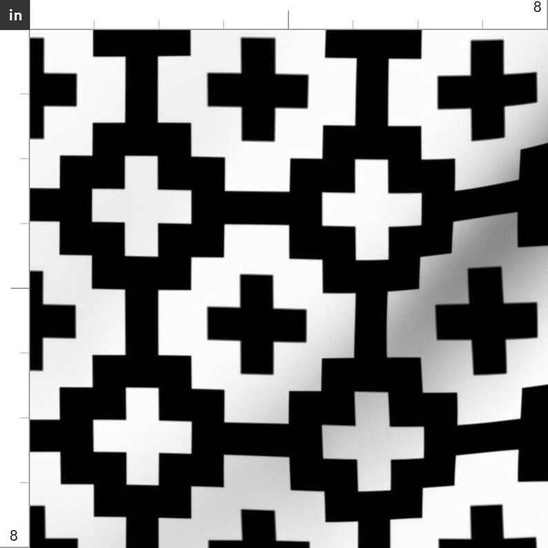 Native Black and White Plus Signs Fabric Native Prairie | Etsy