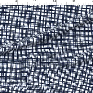 Blue and White Grid Fabric Grid Lines Navy Blue Grid Fabric - Etsy
