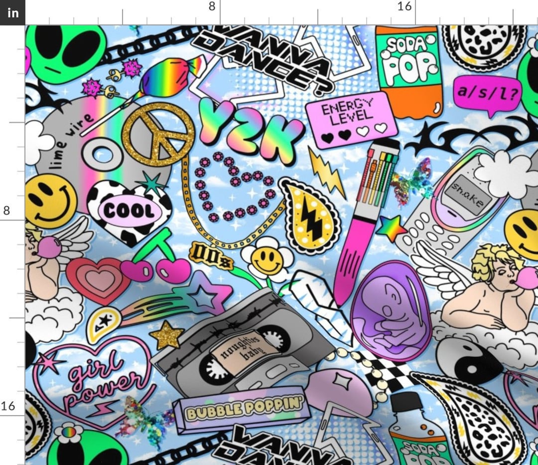 Y2k Fabric Y2k-icons by Trendywoos Throwback Vibes Retro - Etsy