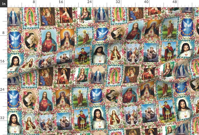 Catholic Saints Extra Wide Sateen Fabric Religious Catholic Saints ...