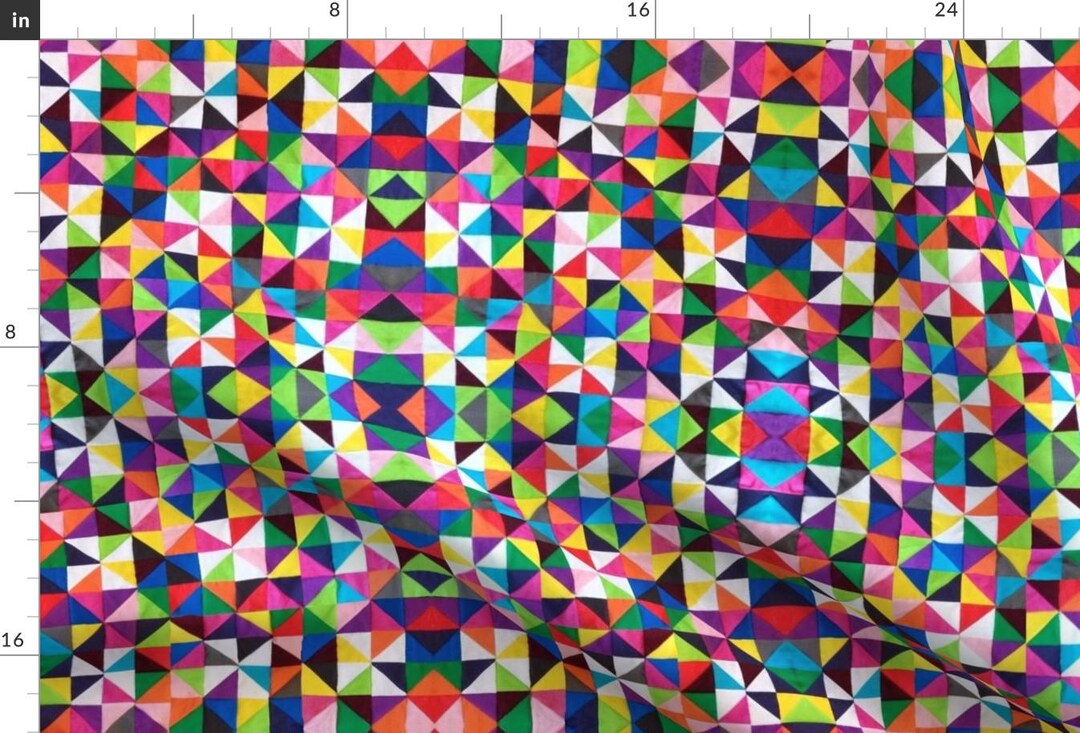 Rainbow Cheater Quilt Fabric Colorful Cheater Triangle Squares Quilt ...