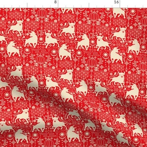 Lucky Oxen Fabric Ox Deco Ornamental Red by Famenxt 2021 Lunar New Year ...