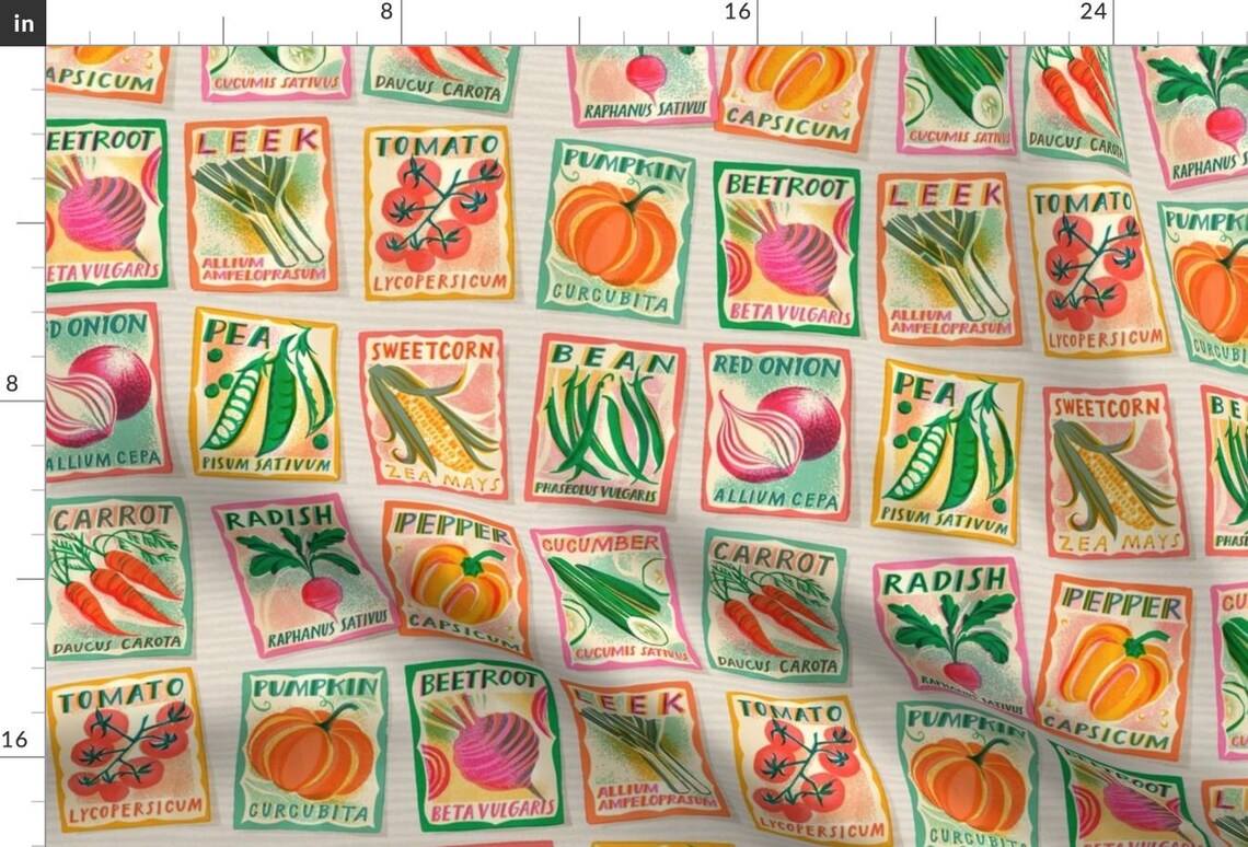 Seed Packet Fabric - Vegetable Seed Packets by Asta Barrington ...