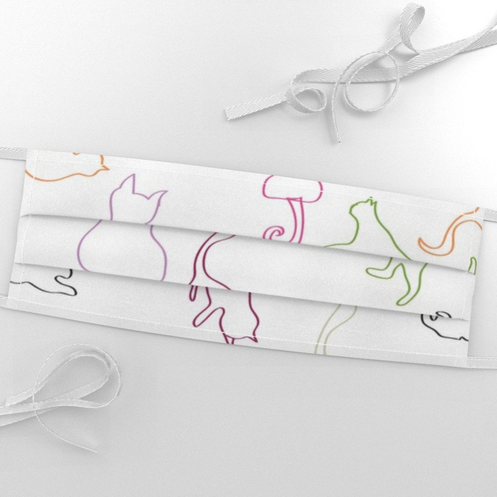 Rainbow Cat Fabric Mischievous Cats Outline by Colour Angel | Etsy