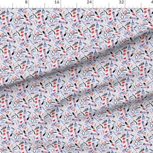 Barber Shop Gray Red Fabric Barber Shop Shave and A Haircut by Michele ...