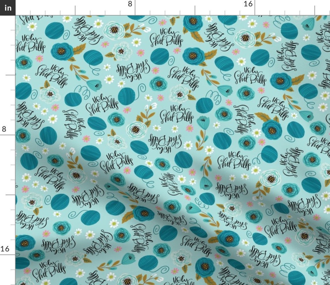 Swear Words Calligraphy Fabric Holy Shit Balls, I'M Knitting by ...
