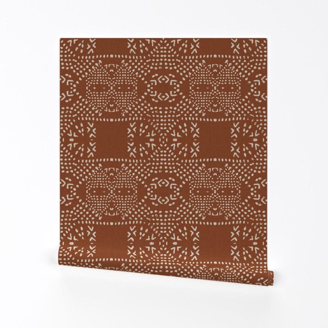 Rust Farmhouse Removable Peel and Stick Wallpaper - Boho Geometric ...