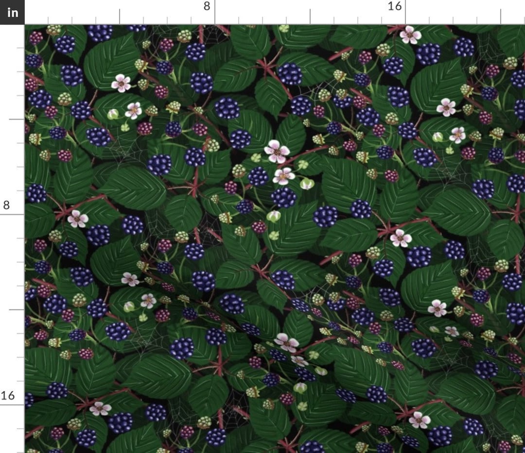 Blackberry Floral Fabric Blackberry Brambles by Sheenaraestudio Leaves ...