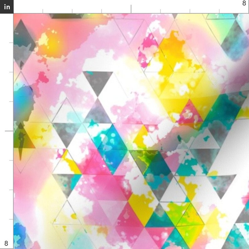 Rainbow Watercolor Triangles Fabric Rainbow Multi Color | Etsy