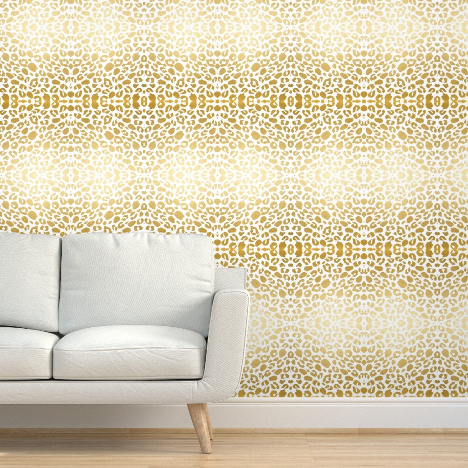 Leopard Wallpaper Gold Gilt Leopard Print by Mlags Yellow - Etsy