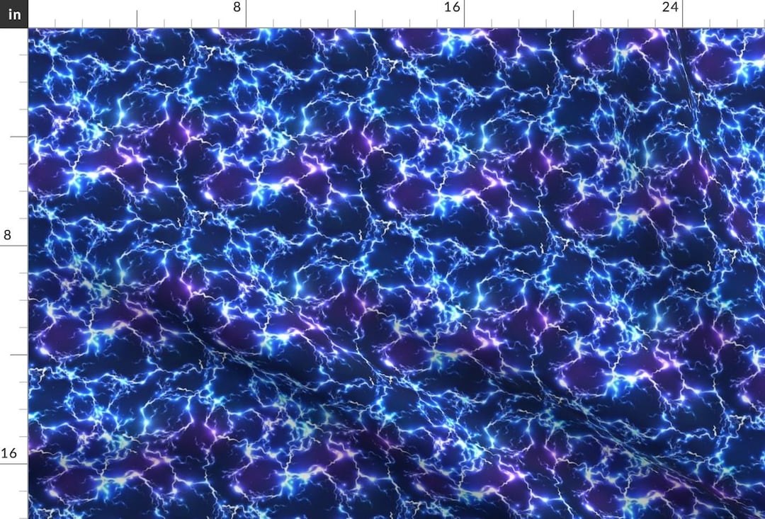 Lightning Fabric - Lightning by Art of Sun - Lightning Electricity Blue ...