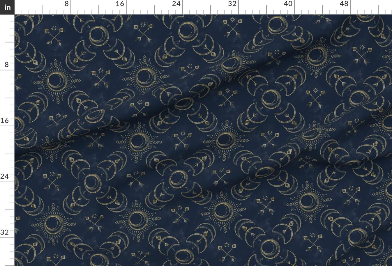 Solar Eclipse Fabric - Bohemian Solar Eclipse Bohemian Tribal Indigo by ...