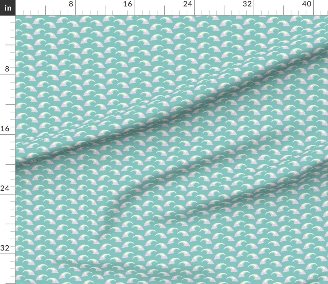 Pastel Rainbow Fabric Ponycorn Rainbows Teal by Pinkowlet - Etsy
