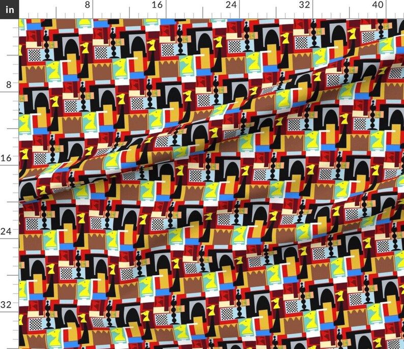 Abstract Chess Fabric The Knights Have Taken Over By Boris | Etsy