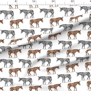Donkey Fabric 2 Donkeys by Leroyj Donkey Brown Gray Mule Horse Donkey ...
