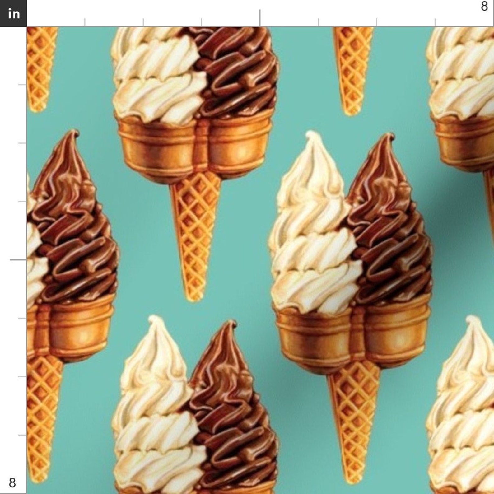 Dual Ice Cream Cone Fabric Ice Cream Twin Cone teal by | Etsy