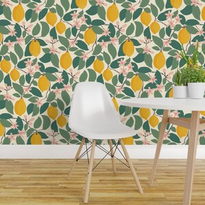 Lemon Botanical Wallpaper Lemon Tree by Rocketandindigo Yellow Citrus ...