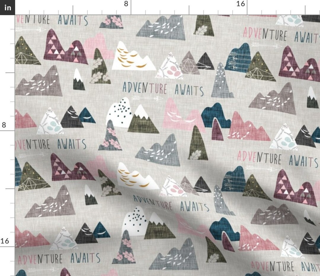 Mountain Fabric Adventure Awaits regular plum by Nouveau - Etsy