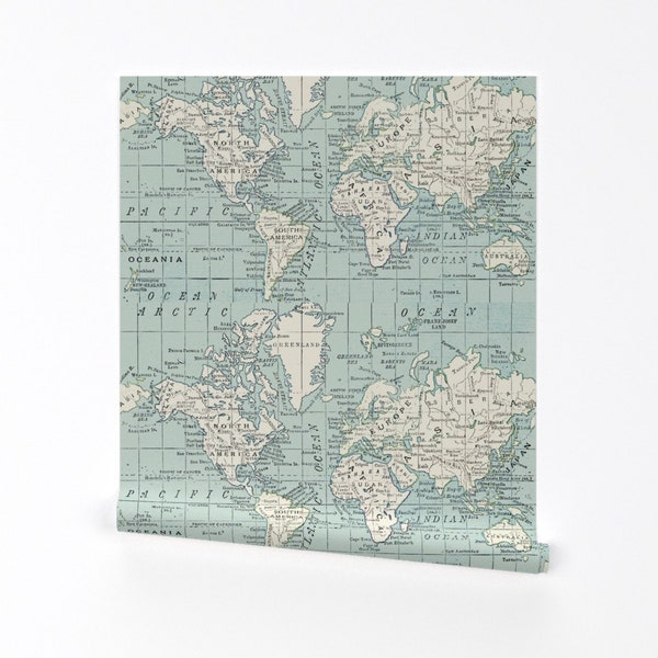 World Map Geography Wallpaper Peel and Stick World Map Wall - Etsy