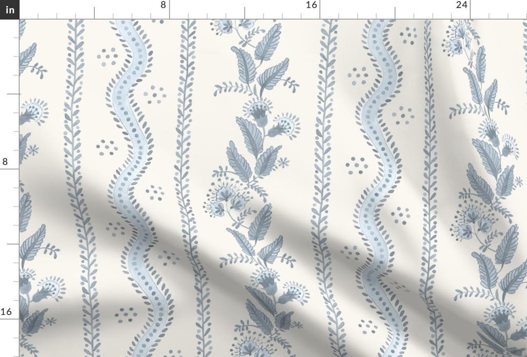 Botanical Floral Fabric - Soft Blue on Cream by Danika_herrick - Blue ...