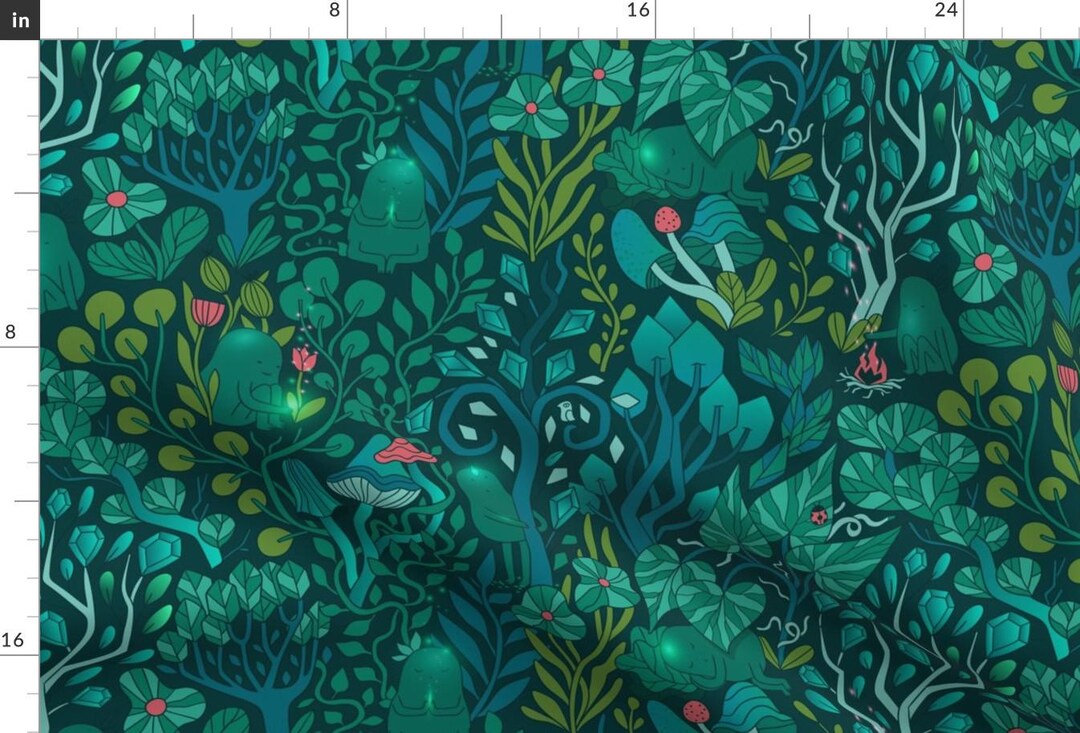 Mystical Forest Fabric - Emerald Forest Keepers Fairy Woodland ...