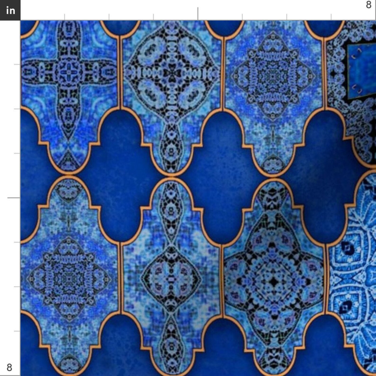 Blue Moroccan Tiles Fabric Marrakesh2 by Snarets Marrakesh - Etsy