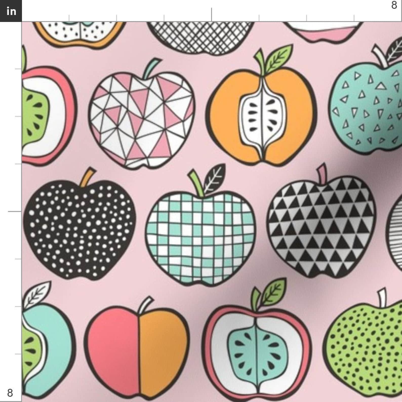 Apple Fabric Geometric Abstract Apples by Caja Design - Etsy