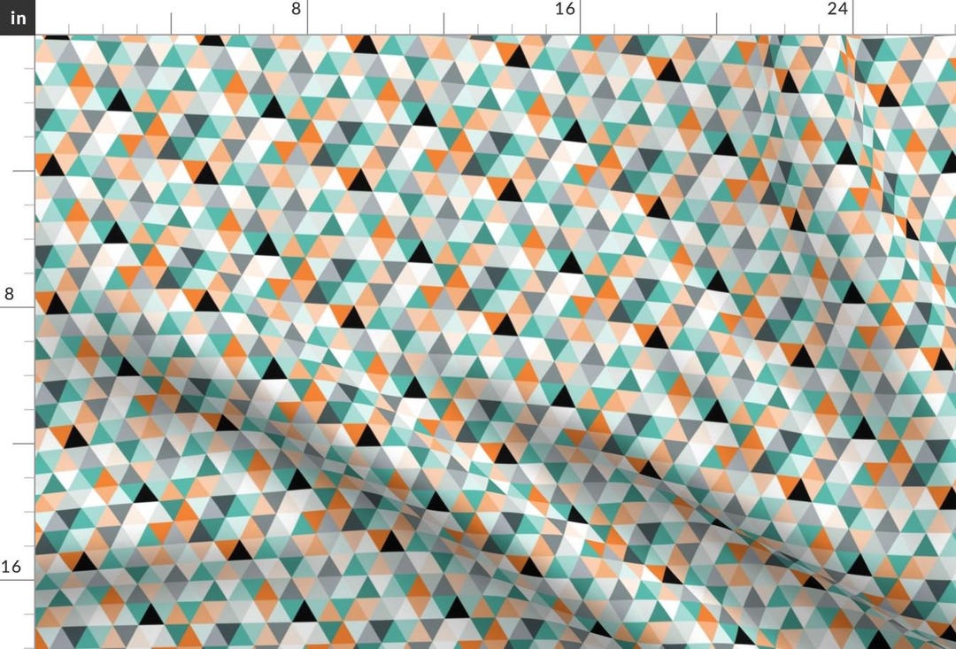 Modern Triangle Fabric Triangles in Teal by Heleenvanbuul Geometric ...