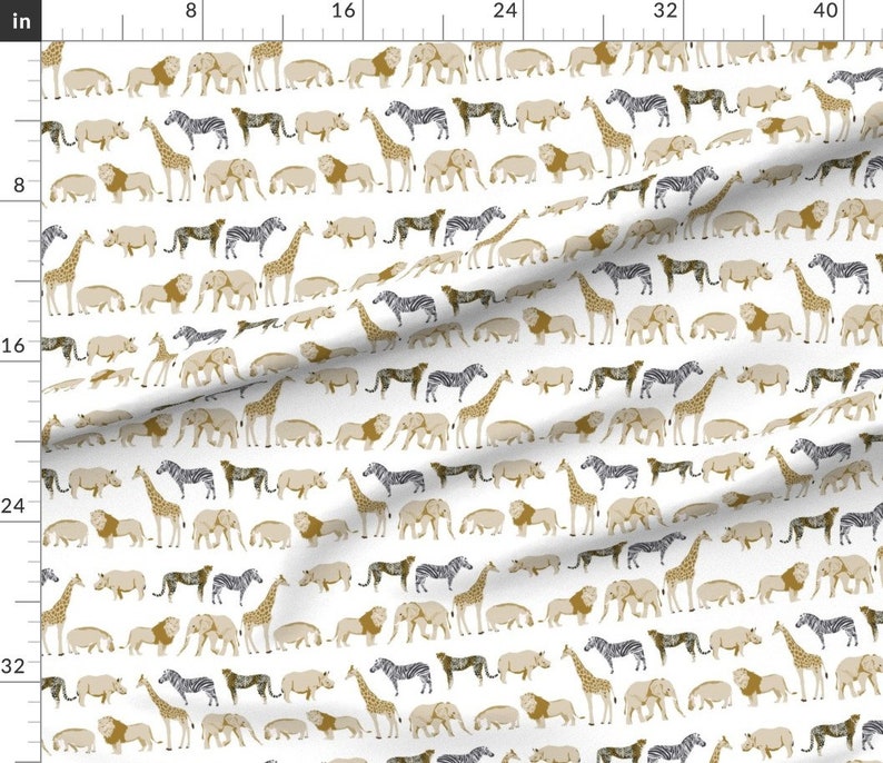 Animal Nursery Fabric Safari Animals Fabric Light Neutral - Etsy