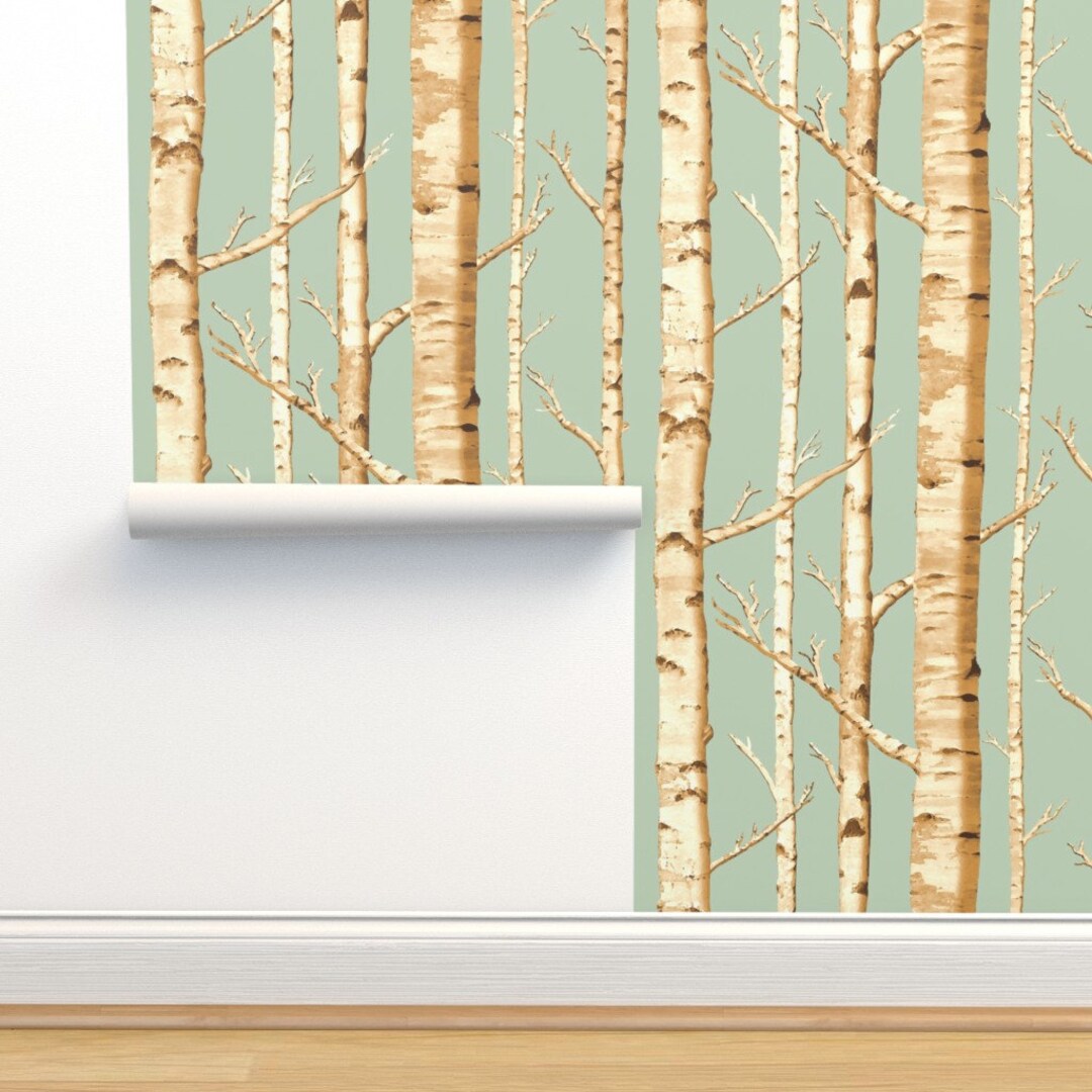 Birch Tree Wallpaper Birch Grove in Sunshine by - Etsy