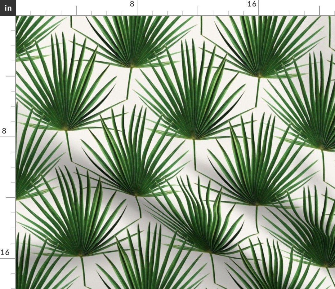 Palm Leaf Fabric Simple Palm Leaf Geometry Green And Cream - Etsy México