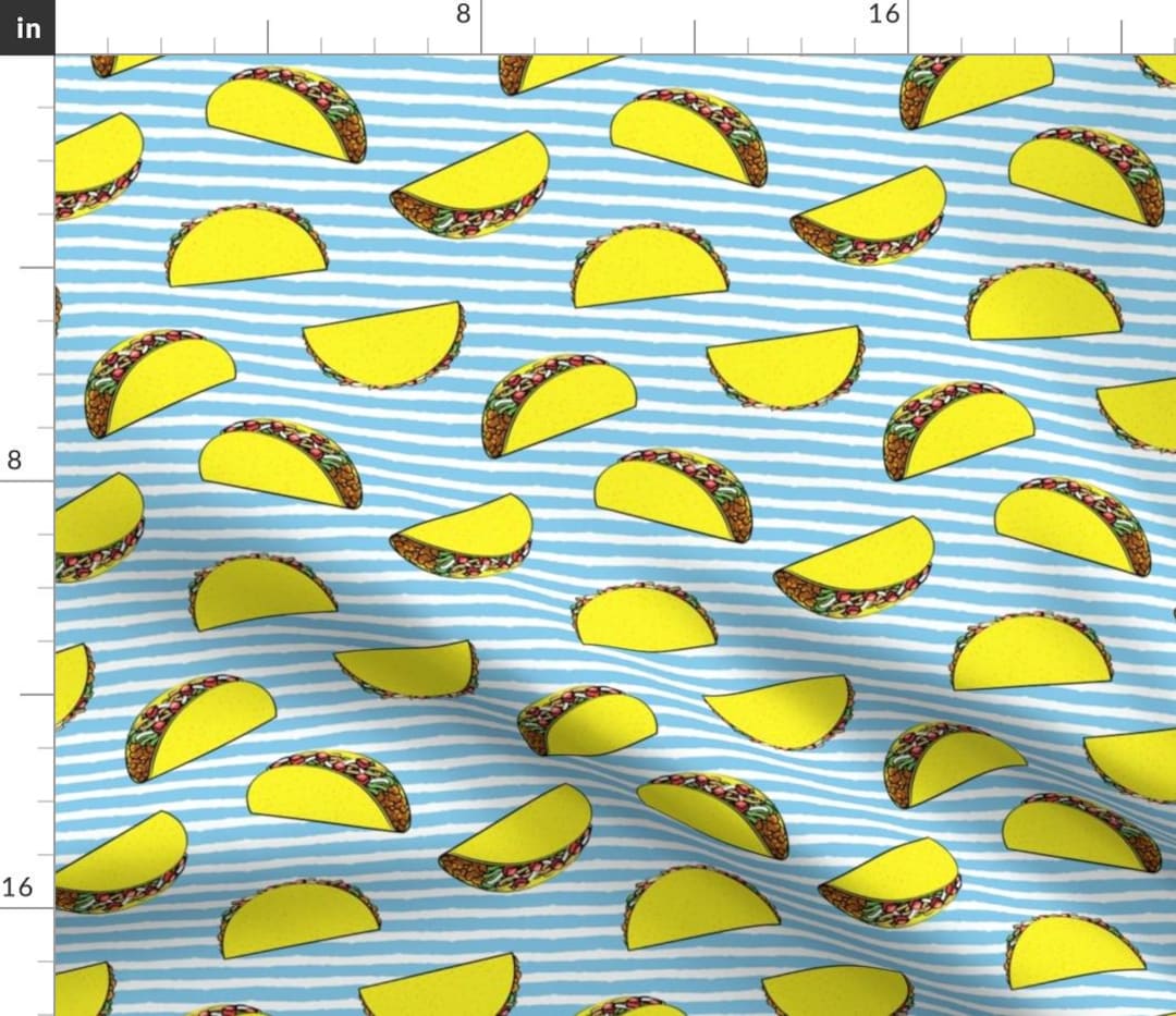 Taco Stripes Fabric Tacos on Blue Stripes by Littlearrowdesign Taco on ...