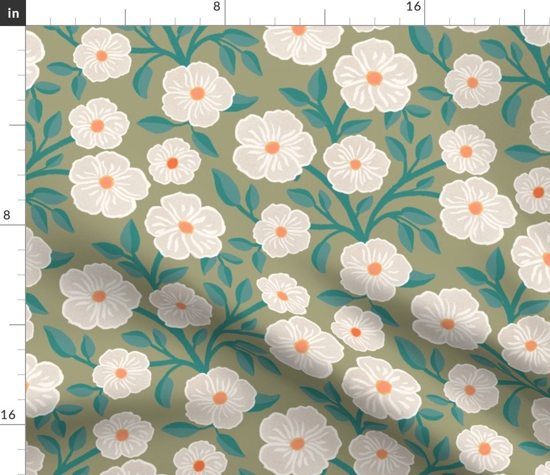 Cottagecore Fabric Bloom Wild Large by Bloomwilddesign Floral Botanical ...