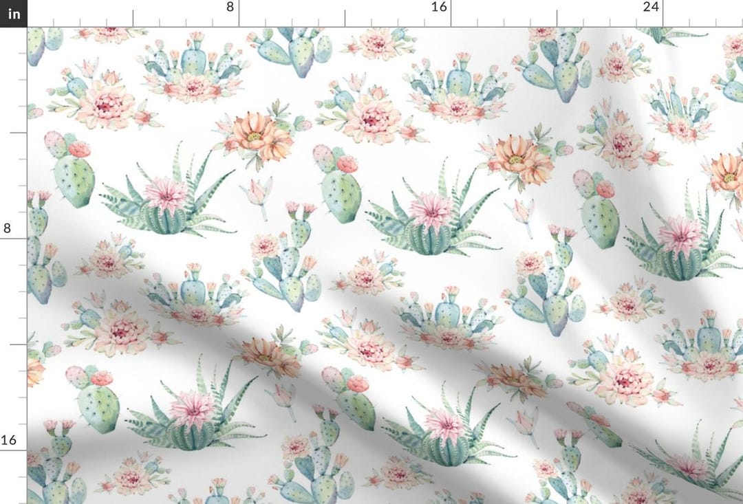 Watercolor Desert Cacti Fabric - Cacti Love-01 by Graceandcruzdesigns ...