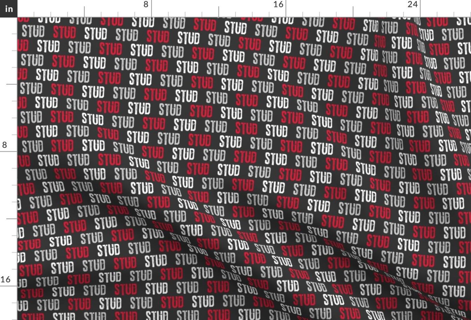 Stud Fabric - Stud Multi by Littlearrowdesign - Studs Typography Text ...